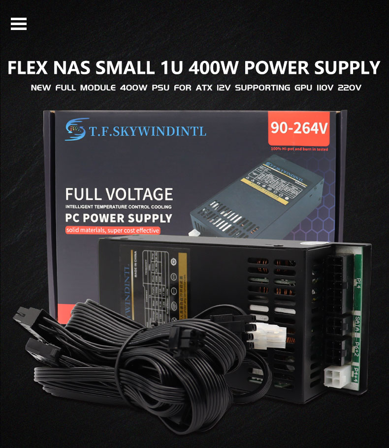 China T.F.SKYWINDINTL 100-240v 400W Full modular 1U Flex pc gaming ...