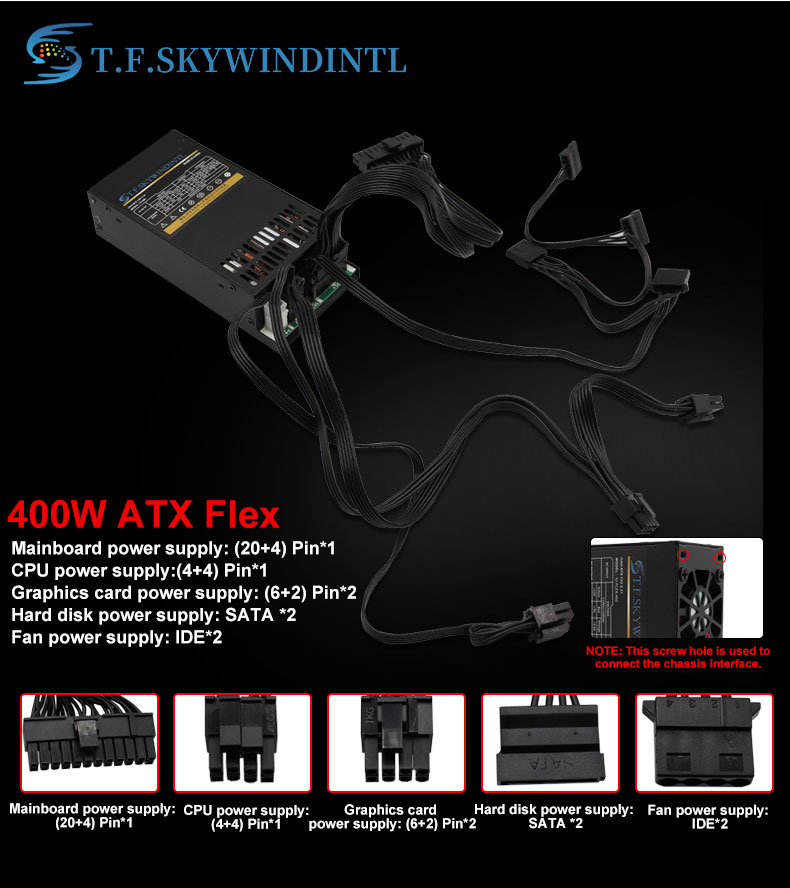 China T.F.SKYWINDINTL 100-240v 400W Full modular 1U Flex pc gaming ...