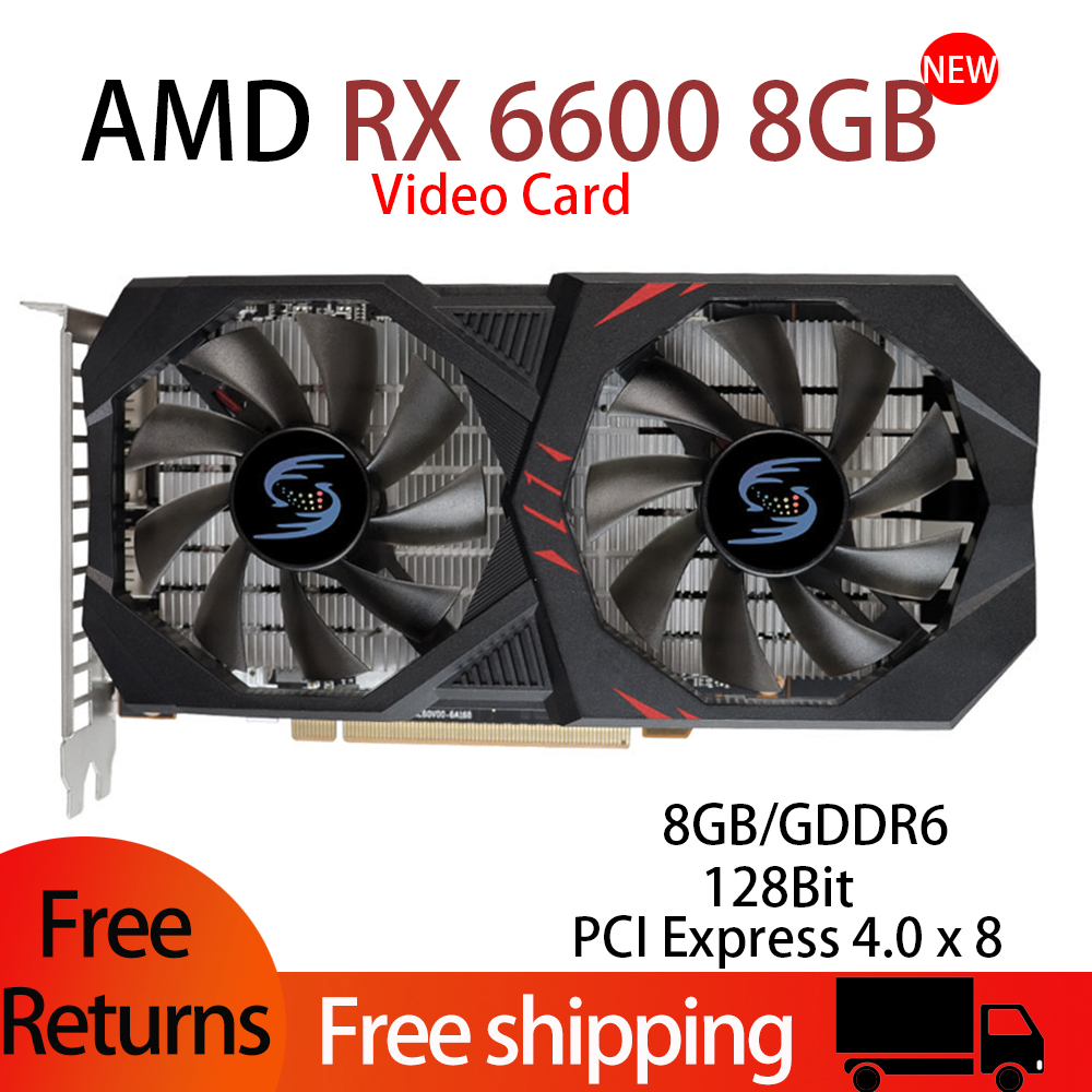 China NEW AMD Radeon rx 6600 8GB Video card GPU GDDR6 128Bit RX6600 ...