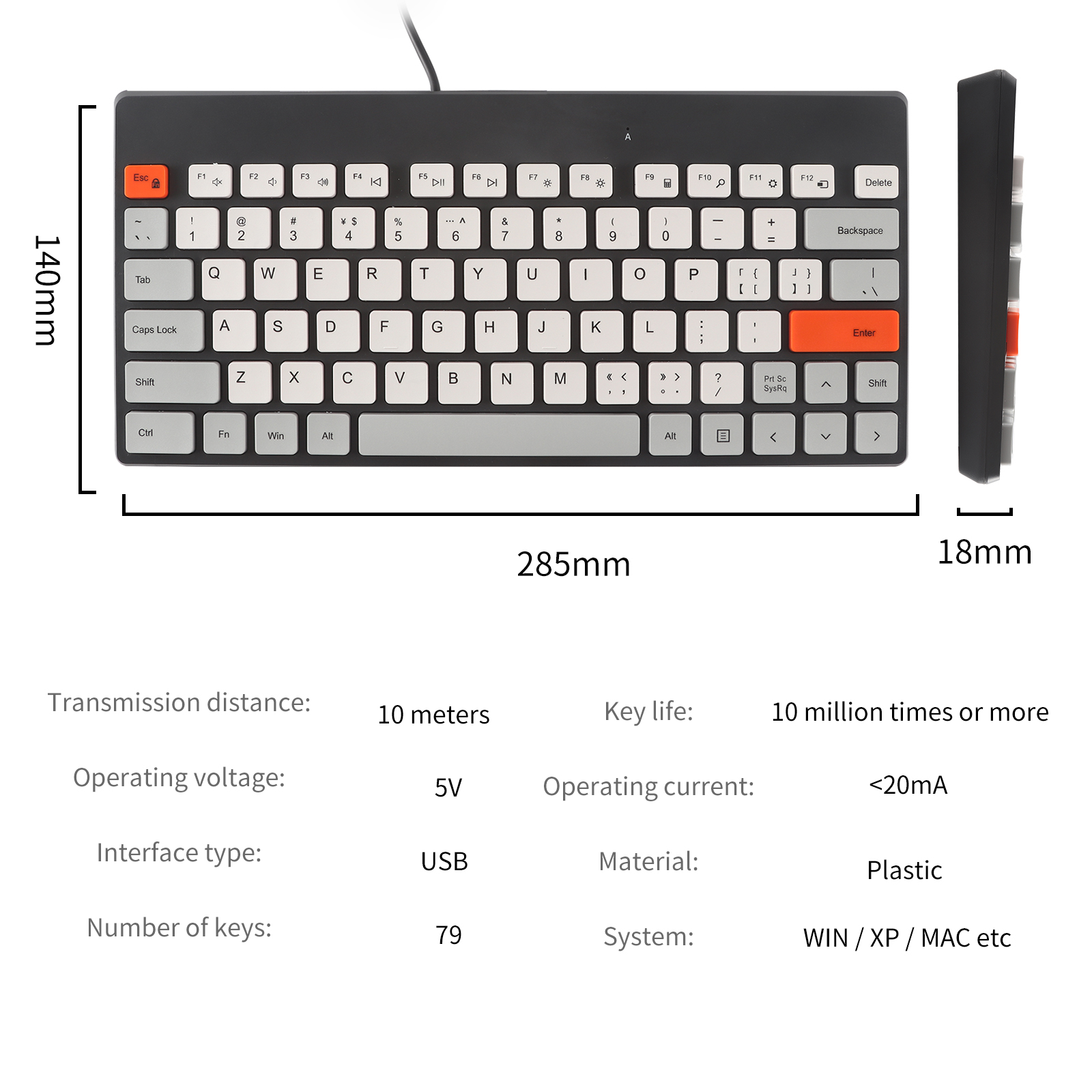 China Slim Silent Wired Keyboard Usb Cable Ergonomic Thin Keypad Cute ...